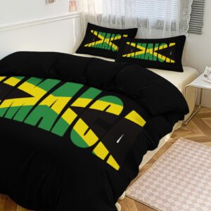 jamaican country flag soft duvet cover set 3 piece (1 duvet cover + 2 pillow case) comforter cover bedding set 86"x70"