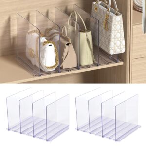 generic purse organizer for closet plastic shelf dividers organizer for vertical purse handbag sweater shirts in pantry bedroom 2 pack clear