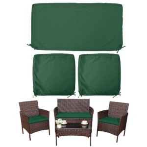 snubbull 3 pack outdoor patio seat cushions replacement covers fit for 4 pieces 4-seater wicker rattan patio conversation set loveseat chair couch furniture,36x18x2,18x18x2,burgundy-cover only