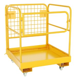 forklift safety cage 36x36 inches 1200lbs capacity with 4 wheels forklift work platform aerial platform collapsible lift basket aerial rails for lifting loader