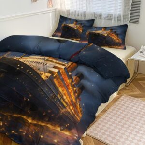 titanic cruise ship voyage soft duvet cover set 3 piece (1 duvet cover + 2 pillow case) comforter cover bedding set 79"x90"