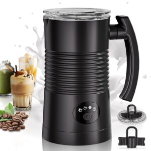 milk frother, 4-in-1 milk steamer, 11.8oz/350ml hot and cold foam maker and milk warmer, 400w, auto shut-off, foaming for coffee, latte, cappuccino, hot chocolate (black)