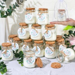 threlaco 20 pcs baby shower favors party candle lavender scented jars candle bulk glass mason jar candles wax candle for guests gender reveal party gifts(leaf)