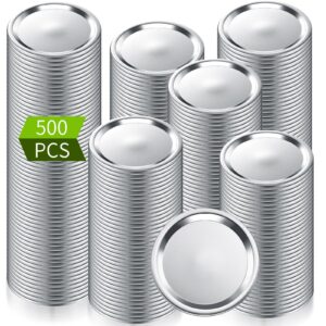 honeydak 500 pcs canning lids regular mouth mason jar lids airtight reusable canning jar lids, split type, silver