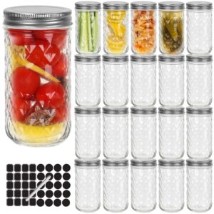 keketin 12 oz wide mouth mason jars with screw airtight lids,20 pack glass canning jars,preserving jars for jam,honey,pickling,fermenting,fruits storage and wedding favors