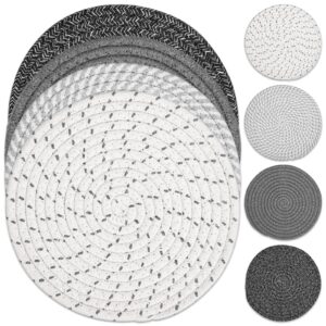 tidponra 8" trivets set for hot dishes, 4 heat resistant pot holders kitchen counter, table, home essentials, anti stain hot pads plate mats for hot pots and pans