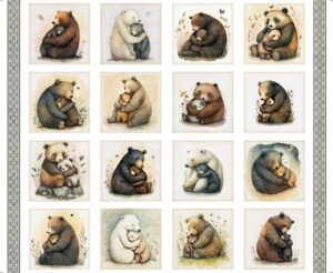 qt fabrics bear hugs by morris creative group 30061 z white bear picture patches 36" panel fabric