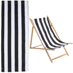 gorgecraft 44x17inch beach sling chair replacement canvas 1mm thick black and white stripes outdoor furniture folding sling lounge chair fabric patio sling chairs cloth for sunbathing garden courtyard