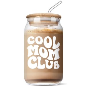 agot mother’s day gifts for mom - funny mom gifts from daughter or son, mom birthday gifts ideas, christmas day gifts for mother in law step bonus new mom, cool mom club 16 oz coffee glass