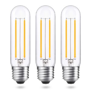 aielit vintage t10/t30 led bulb 25 watt equivalent, warm white 2700k, 200 lumens, e26 base, 2w dimmable led tubular bulbs, classic filament edison bulb for pendant lights chandelier, 3-pack