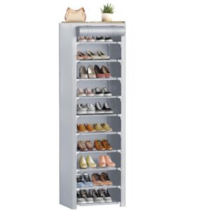 erone shoe rack with cover 10 tier tall slim narrow shoe rack organizer space-saving sturdy shoe storage shelf for entryway, closets