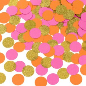 hot pink orange and gold confetti table decoration for baby shower valentine's day bachelorette fall autumn thank's giving party,1.2 inch in diameter,200 counts