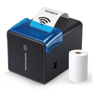 munbyn wifi receipt printer with usb port, 80mm pos printer, thermal pinter works with square mac windows chromebook linux cash drawer, do not support paypal zettle shopify vagaro kyte bluetooth