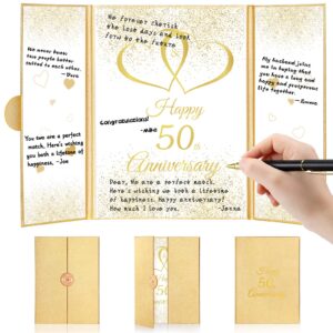 engrowtic 50th anniversary decorations gold wedding anniversary guest book with pen 50 years marriage anniversary signature board happy 50th anniversary party registry card for men women couple