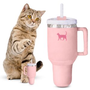 puproar kitty cup tumbler cat toy – cute cat toy with catnip, crinkle cat toys for cat birthdays or christmas, funny cat toys for kittens (pink peach dust)