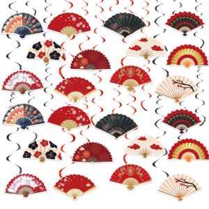 24 pcs folding fans hanging swirl decorations folding fans ceiling streamers hanging decorations folding fans party decorations for japanese folding fans birthday party supplies