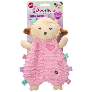 spot soothers- tabbie lambie dog toy-separation anxiety toys for dogs, stuffing free, scented with calming lavender fragrance beads to safely calm and relax dogs and puppies, 12in