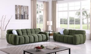 wrofly 2 piece boucle sofa couch set, comfy upholstered sherpa deep seat cloud couch and loveseat, modern tufted 3 seater and 2 seater love seat sofa for living room apartment, olive green