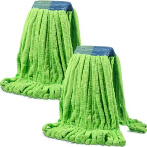 lallisa 2 pcs commercial mop head replacement 18 oz tube microfiber mop heads for floor cleaning industrial mop heads looped end wet mop head refill for home commercial industrial use (fruit green)