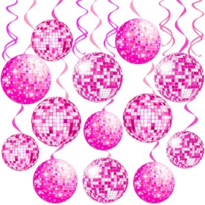 pink disco ball party hanging swirls 70s disco birthday party decoration disco ball themed swirl ceiling disco party hanging streamer for 70s 80s party baby shower supplies