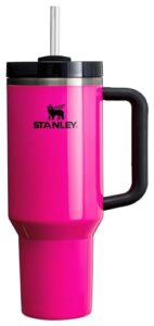 stanley quencher h2.0 flowstate stainless steel vacuum insulated tumbler with lid and straw for water, iced tea or coffee, smoothie and more, electric pink, 40 oz