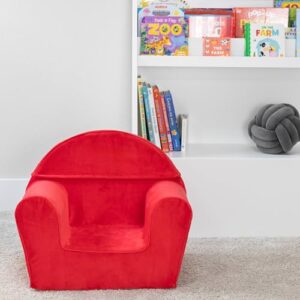 ababy.com red toddler foam chair - comfy reading chair for kids with removable cover- lightweight baby chair