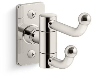 kohler k35927-sn castia by studio mcgee double hook robe hook vibrant polished nickel