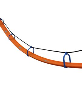 suspension bridge kit compatible with hot wheels racetracks | 10 bridge supports, rope, and wall connectors included | made in usa (blue 1-lane kit)