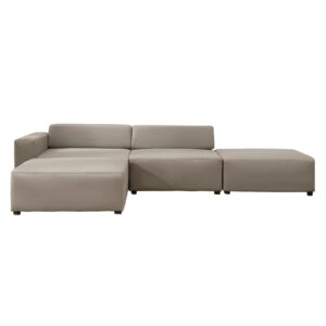 balus 113''sectional sofa l shaped sleeper of convertible, modular sectional sofa, convertible sectional sofa with ottoman for living room, w113*d64*h26, beige