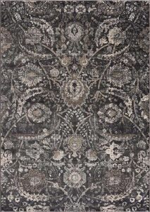 boutiquerugs owatonna traditional floral area rug - oriental damask patterned rug for living room, bedroom, dining room - black, charcoal, sage - 4'3" x 5'7"