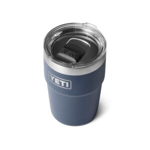 yeti rambler 16 oz stackable tumbler, vacuum insulated, stainless steel with magslider lid, navy