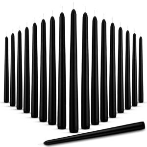 nuanchu 100 pcs black taper candles 10 inch (h) dripless tapered candles smokeless long candles tall unscented dinner candle for household wedding party home decor candlesticks, long burning