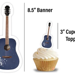 LoveUtah Tay Eras Music Tour Birthday Party Banner and Cupcake Toppers with Guitar Cutout (36 Pieces)