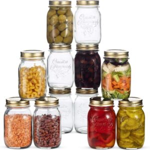 bormioli rocco quattro stagioni glass mason jars 17 ounce 12-pack, with metal airtight lid, for jam, jelly, baby food, crafts, spices, dry food storage, wedding favors, decorating jar, made in italy