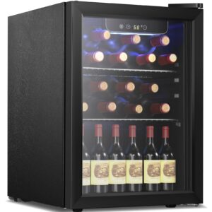 antarctic star wine cooler/beverage refrigerator,16 bottle 68 can freestanding wine cellar front glass door for home and bar, electronic temperature control, with blue led, 1.7 cu.ft.