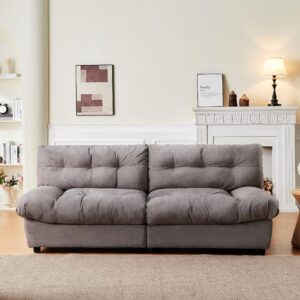 mangodan 80" chenille cloud deep seat sofas for living room, modern sofa couch for small spaces, cozy comfy loveseat with solid wood frame, pillow-designed armrest sleeper loveseat, grey