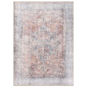 rugshop vintage transitional boho machine washable area rug ideal for living room, bedroom,kitchen,entryway,dining room,office 9' x 12' rust