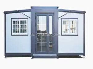 mobile prefab expandable tiny houses for families with restroom, outdoor storage. sturdy steel and plastic. suitable for various purposes like hotels, offices etc. (19ft x 20ft)