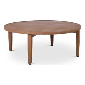 meridian furniture 363-c maui collection modern | contemporary outdoor patio coffee table with aluminum frame in a teak wood look, 36" w x 36" d x 14" h, natural