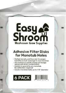 easy shroom 2" adhesive monotub filter disks (6 filters) | better than polyfil or filter tape | mushroom growing supplies