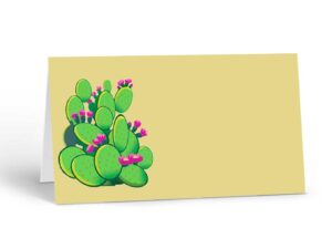 stonehouse collection | prickly pear cactus table tent cards | desert cactus place cards | southwest name cards | place setting | desert southwest parties, celebrations | (prickly pear cactus)