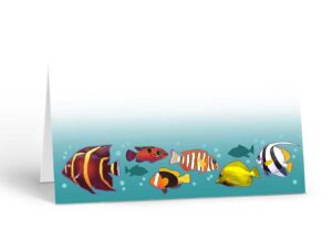 stonehouse collection | tropical fish party name cards | oceanside table tent cards | beach name cards | 25 count (tropical fish)