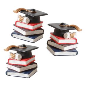 feltechelectr 3 pcs graduation cake toppers stacked books doctoral cap cake decors graduates props graduation congrats cake decoration