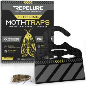 repelure premium moth traps for clothes - moth traps with pheromones - strongest luring and stickiest closet moth traps - clothing moth traps - moth killer indoor moth repellent for closets (6 pack)