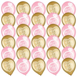 bridal party supplies - miss to mrs. latex balloon wedding and bridal shower decorations in pink and gold, 30 count