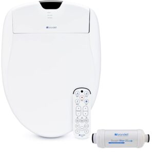 brondell s1400-ew & swf44 bundle - electric bidet toilet seat with premium carbon water filtration system for elongated toilets