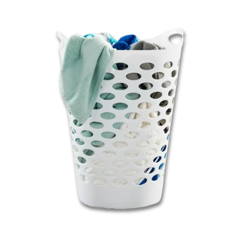 Tall Flex Laundry Basket Tall Plastic Hamper for Clothes, Bedroom, and Storage With handles 17.75" x 17.25" x 26"