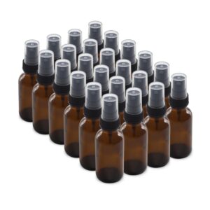 the bottle depot - 24 pack - 1 oz glass spray bottle - clear amber - 20-400 neck finish - boston round bottles - uv rays protection