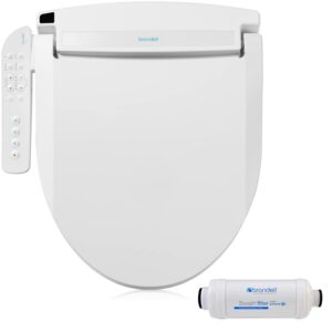 brondell lt89 swash electronic bidet toilet seat for round toilets & swf44 swash bidet filter bundle