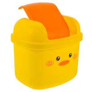 amosfun little yellow duck trash can desktop waste container paper waste basket mini garbage can small trash can jewelry organizer rubbish bin girl small paper plastic super cute